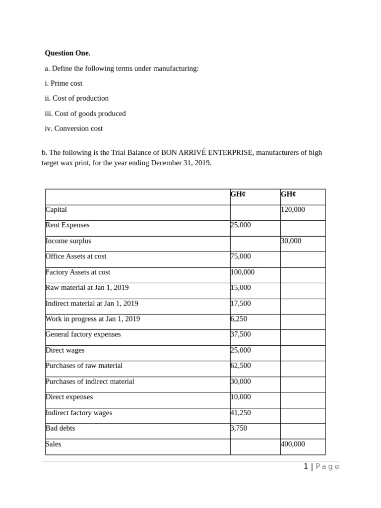 Trial Questions For Accounting Class-UGBS 208 | PDF | Debits And ...