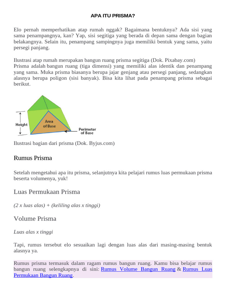 Pengertian dan Rumus Prisma | PDF