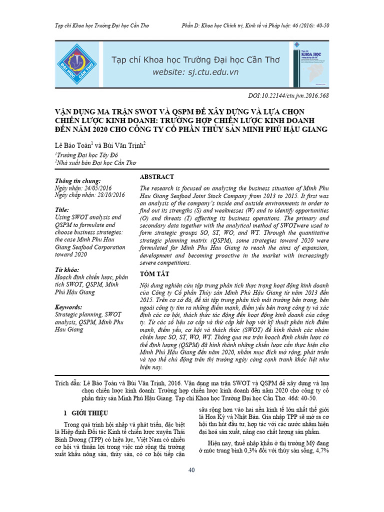 Ma Trận SWOT QSPM | PDF