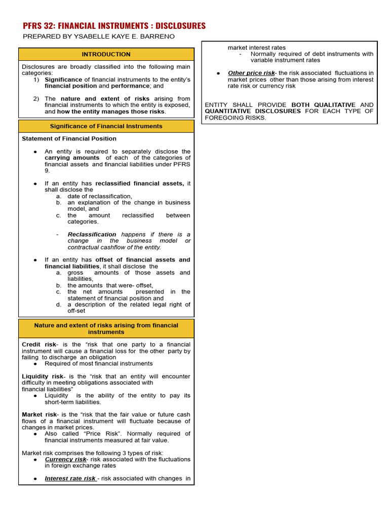 PFRS 32 Financial Instruments Disclosures | PDF | Risk | Financial ...