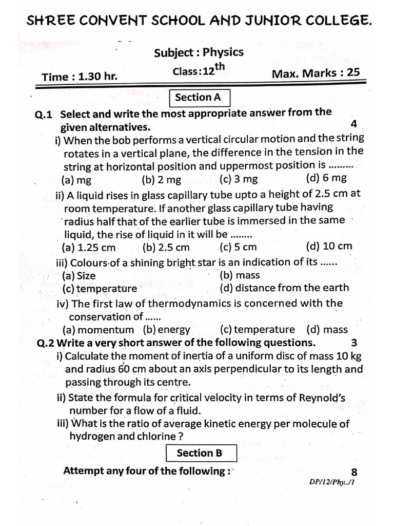 Physics Unit Test PPR | PDF