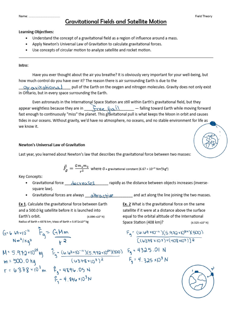 Gravitational Fields and Satellite Motion | PDF | Gravity | Orbit