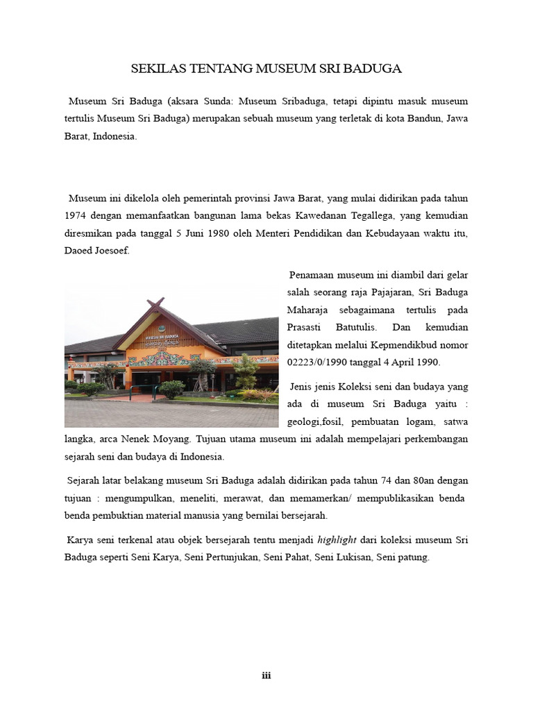 Sekilas Tentang Museum Sri Baduga | PDF