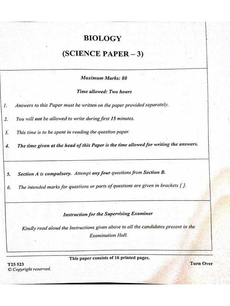 Biology Board Paper 2025 | PDF