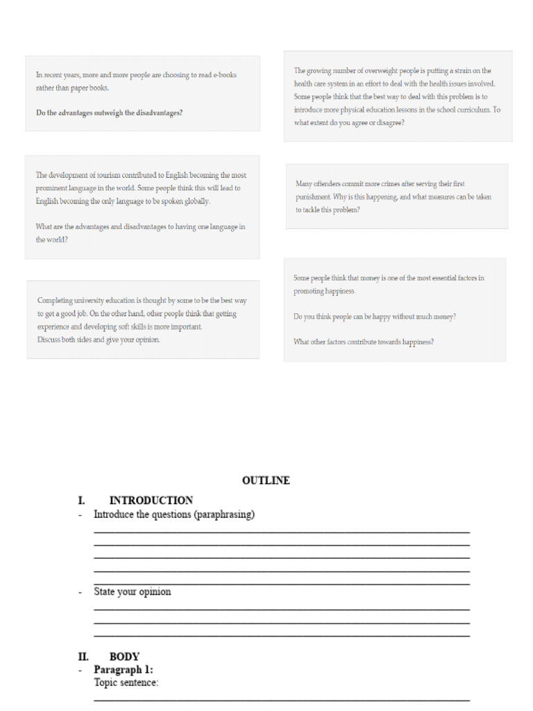 Outline (Ielts Writing Task 2) | PDF