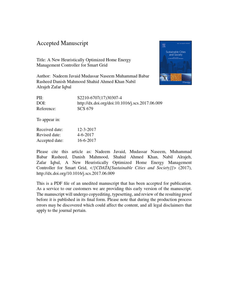 New Optimized Home Energy Management Controller For Smart Grid | PDF ...