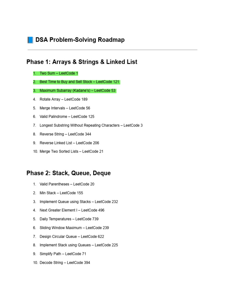 DSA Problem-Solving Roadmap | PDF | Theoretical Computer Science ...
