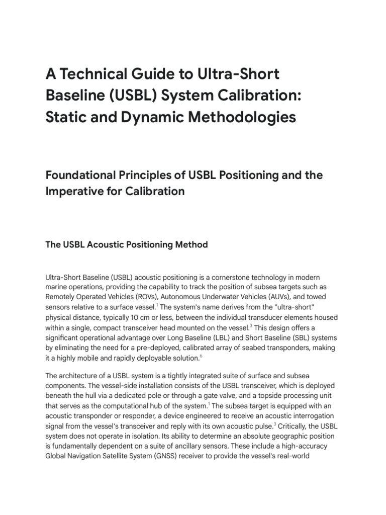 USBL Calibration - Static vs. Dynamic | PDF | Errors And Residuals ...
