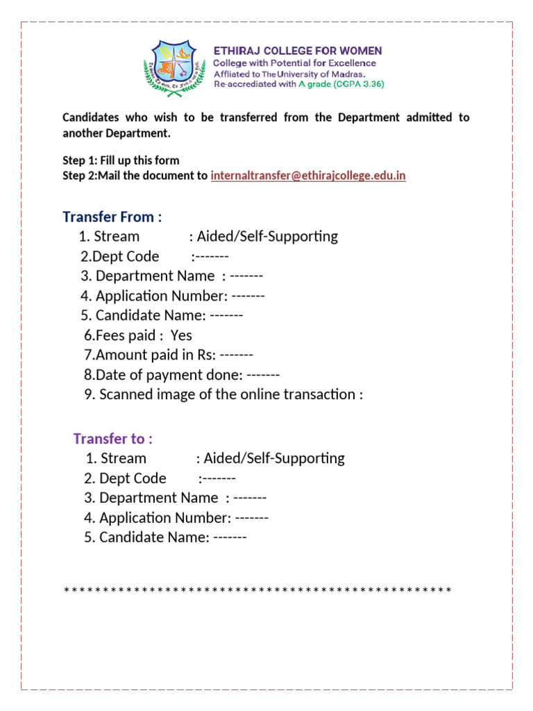 Transfer Request Process for Candidates | PDF