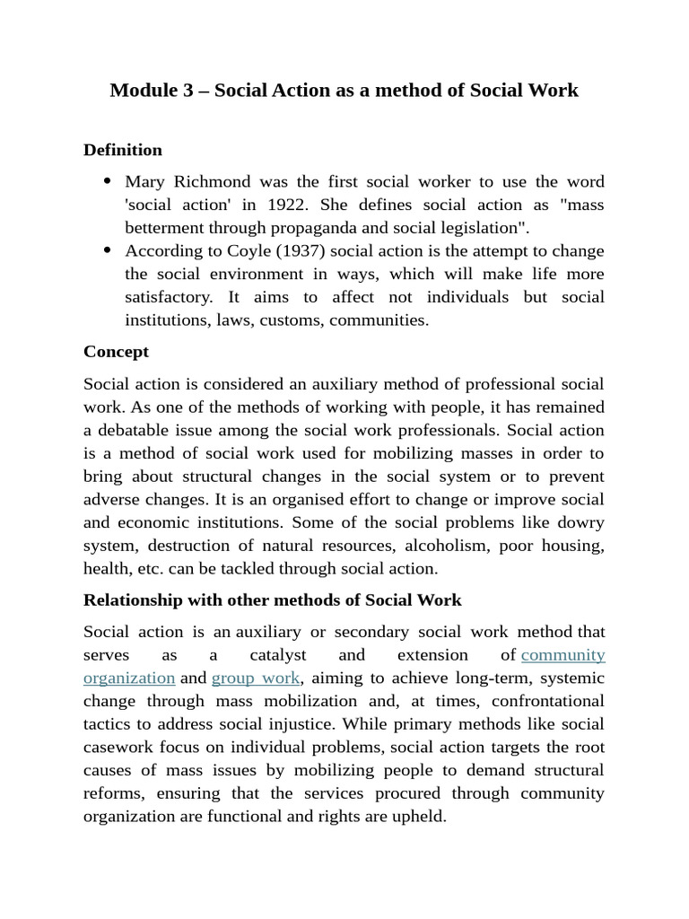 Social Action in Social Work Methods | PDF | Social Work | Dalit