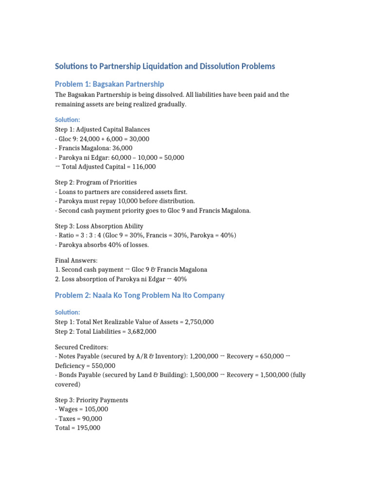 Partnership Liquidation Solutions | PDF