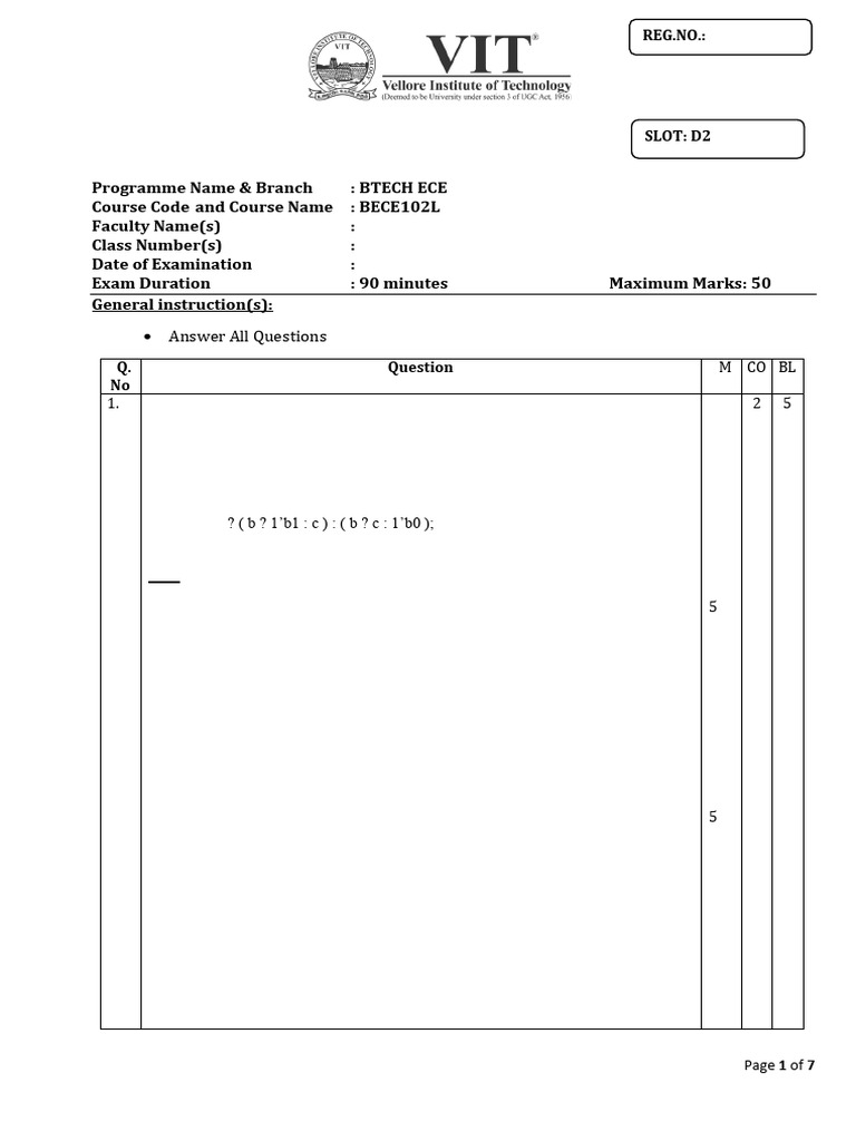 Bece102l Cat 2 D2 2024 2025 | PDF | Computer Architecture | Computer ...