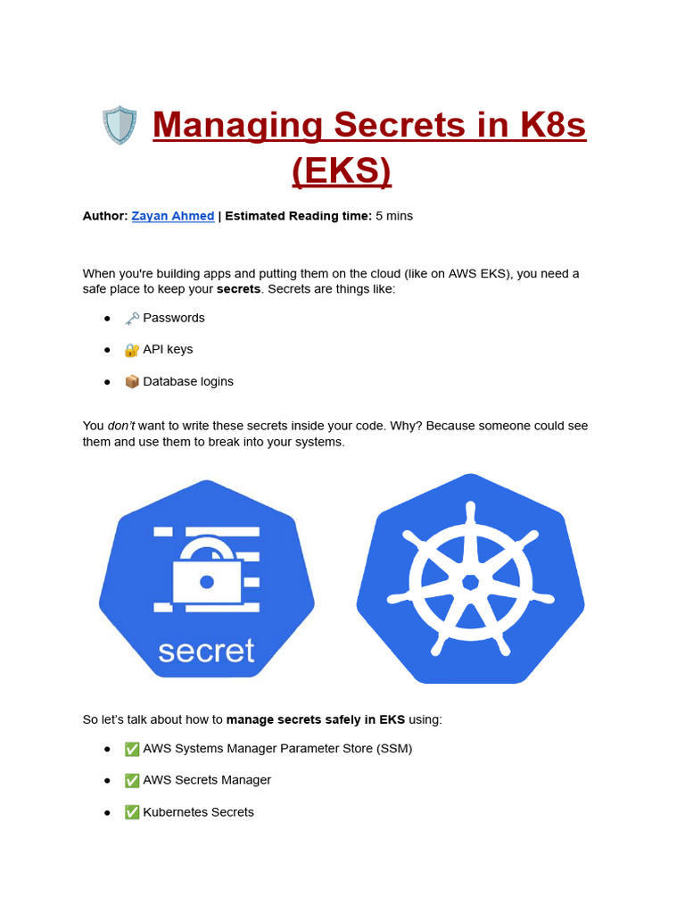 Secure Secret Management in EKS | PDF | Password | Data Management