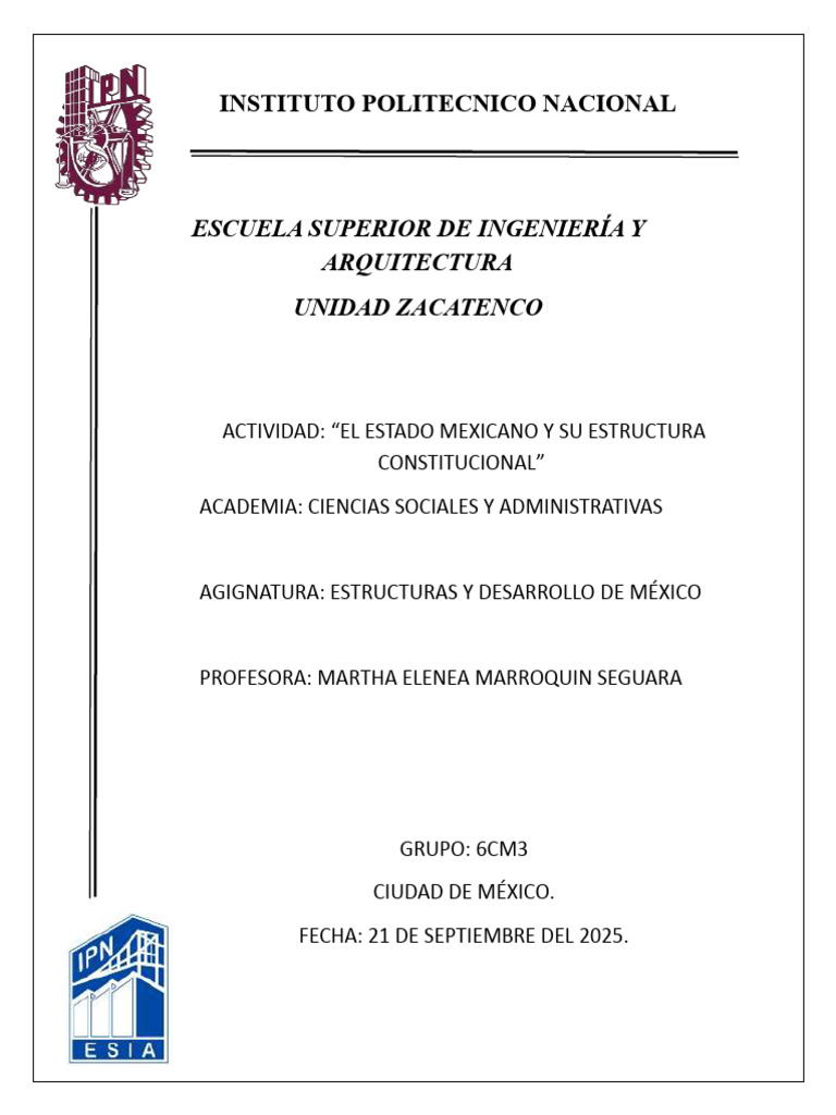 Estructura Constitucional del Estado Mexicano | PDF | Estado (política ...