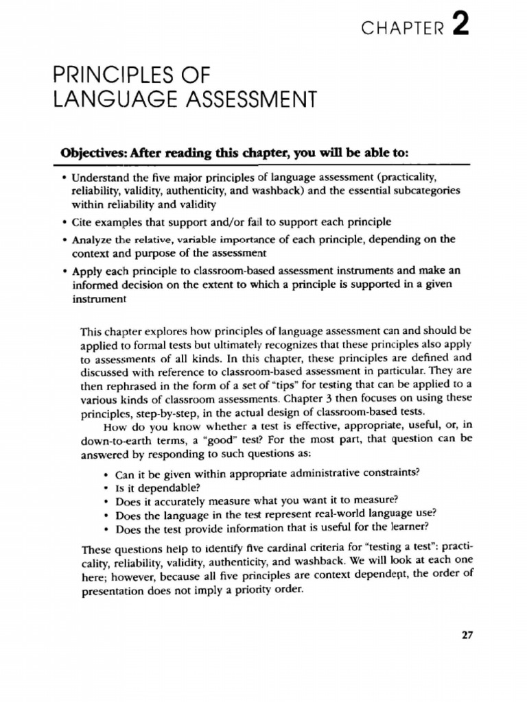 Principles of Language Testing | PDF
