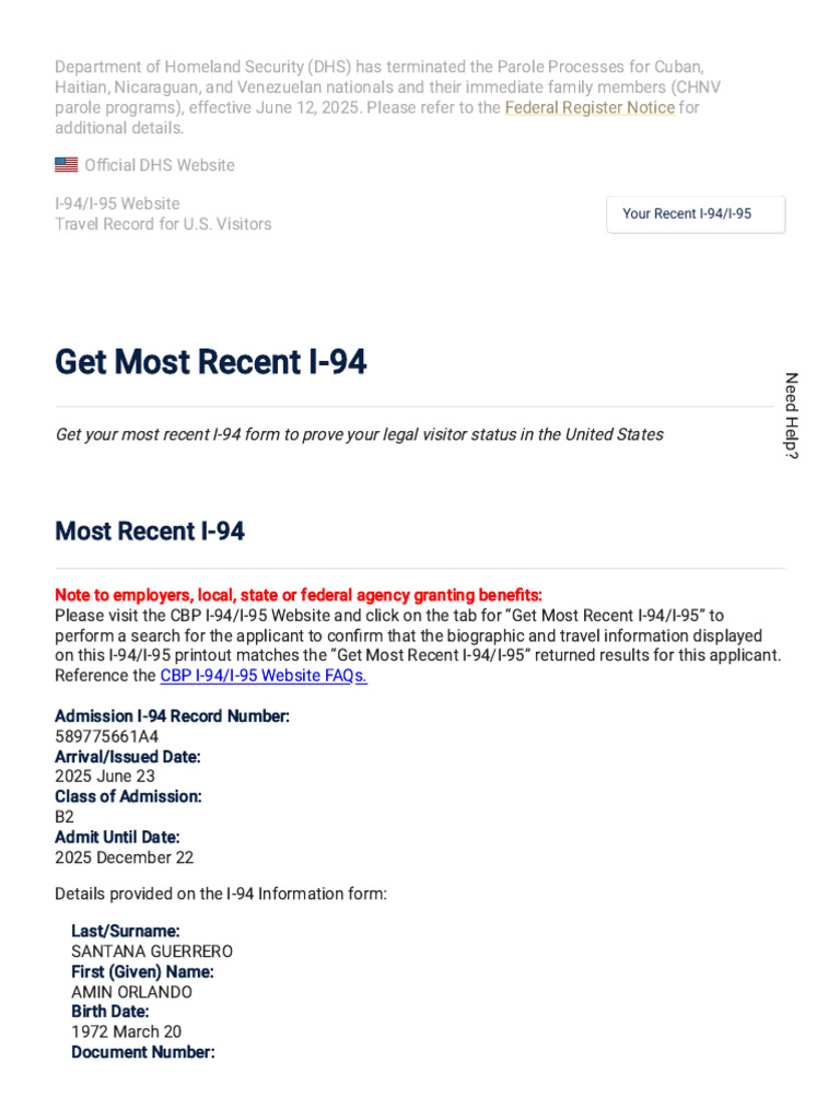 Termination of CHNV Parole Programs | PDF | U.S. Customs And Border ...