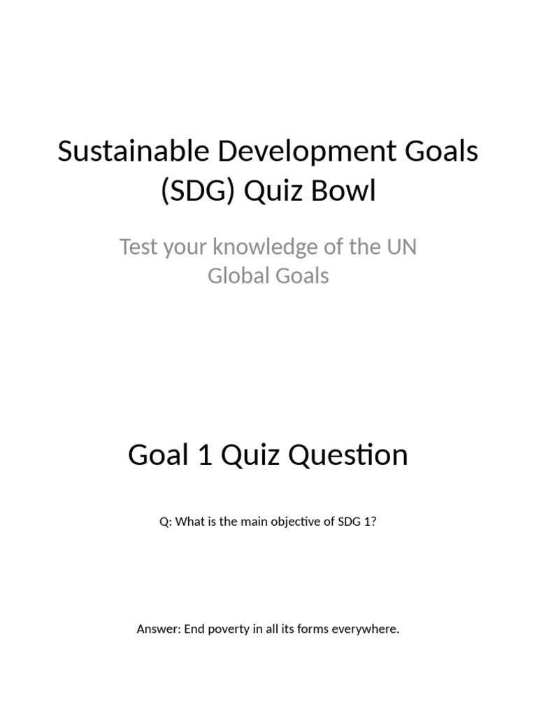 UN Sustainable Development Goals Quiz | PDF