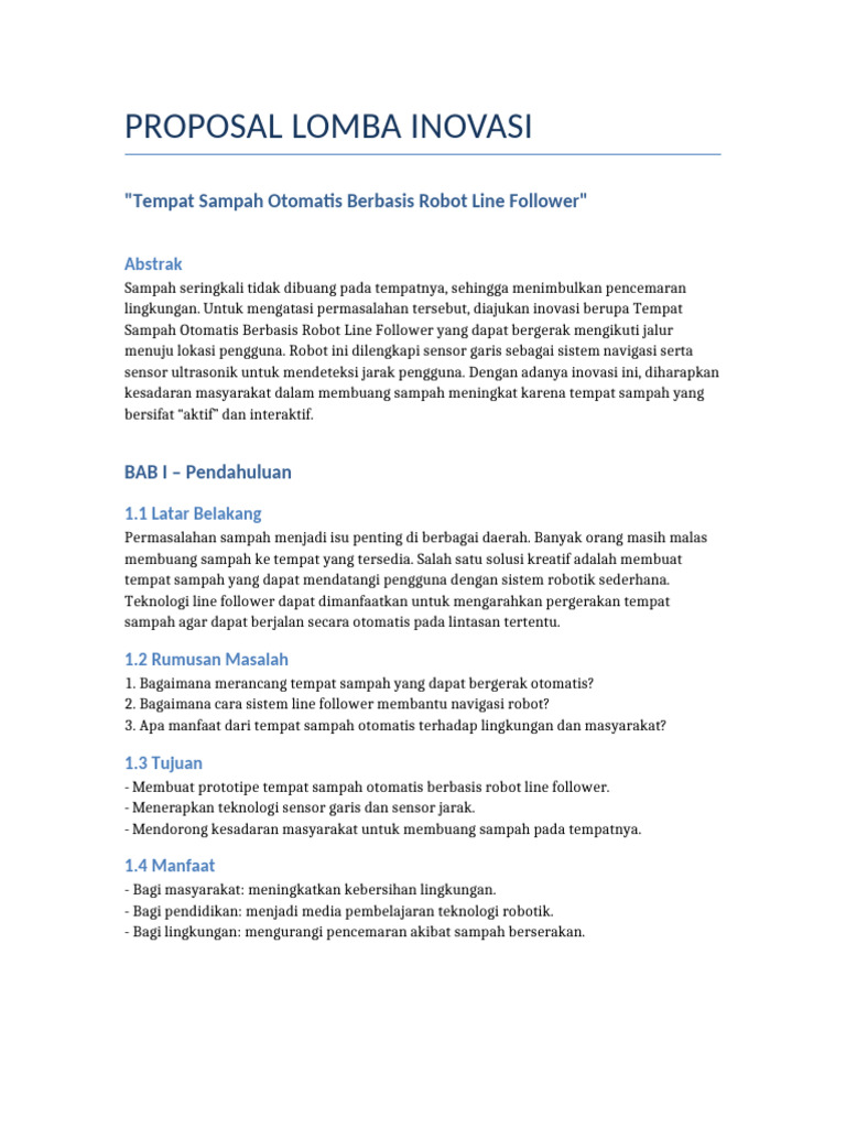 Proposal Lomba Inovasi | PDF