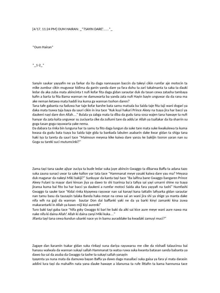 Tsayin Dare CMPLT by Oum Hairan | PDF