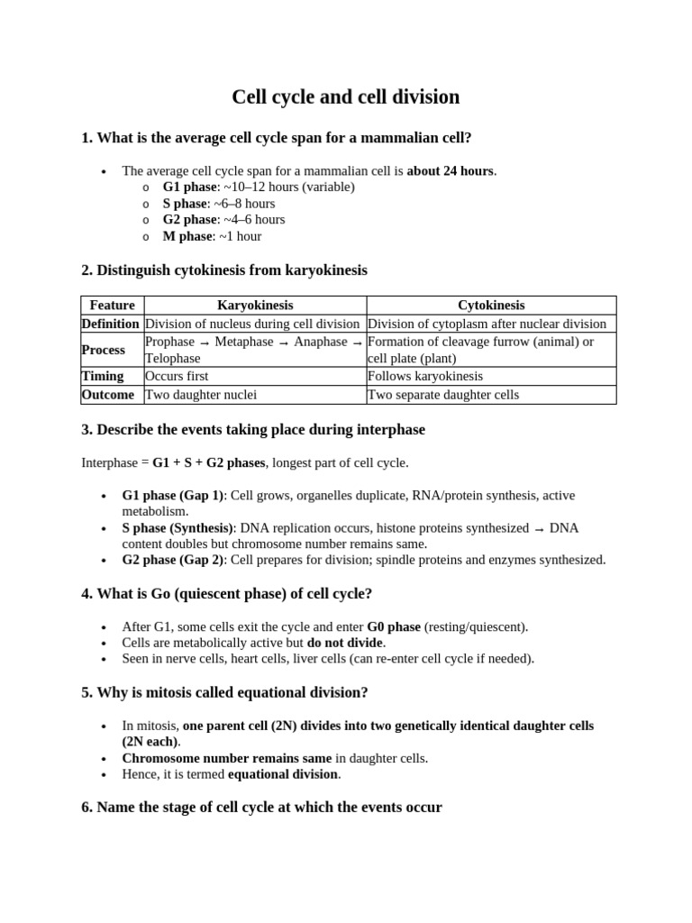 Cell Cycle and Cell Division | PDF | Meiosis | Mitosis