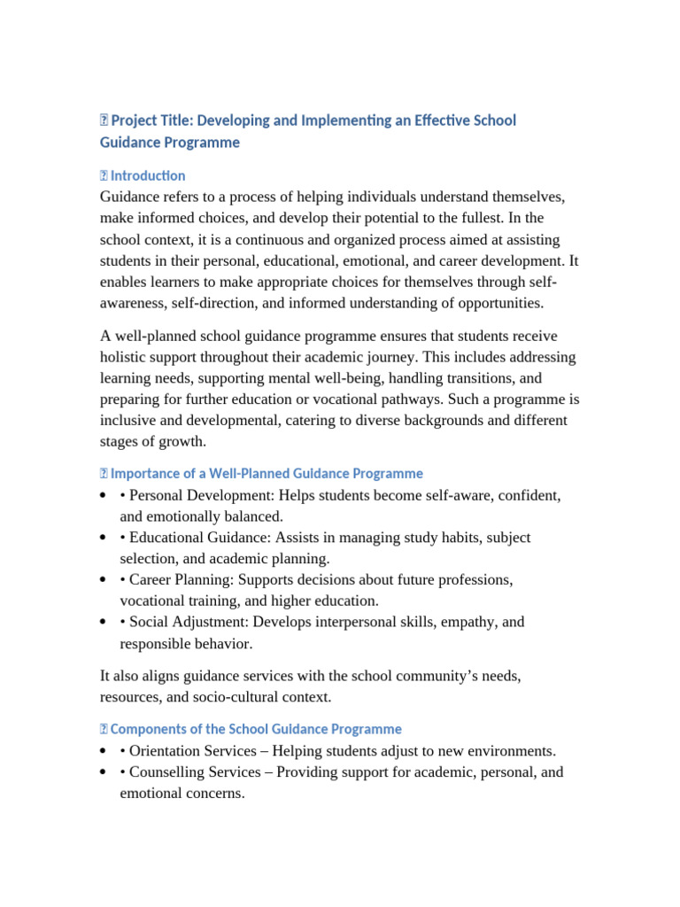 Effective School Guidance Programme Guide | PDF | Evaluation | Social ...