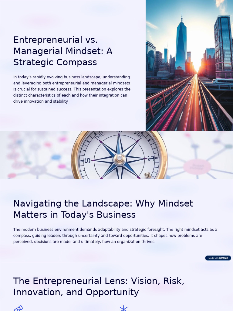 Entrepreneurial Vs Managerial Mindset A Strategic Compass | PDF ...
