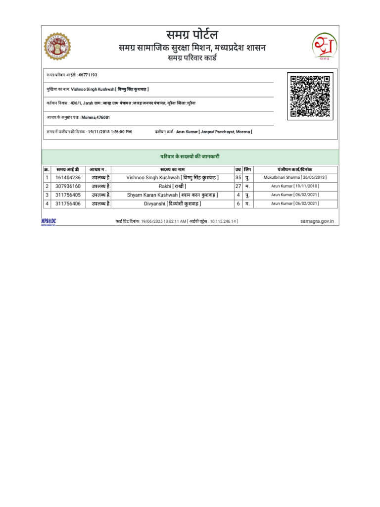Samagra - Gov.in FamilyCard | PDF