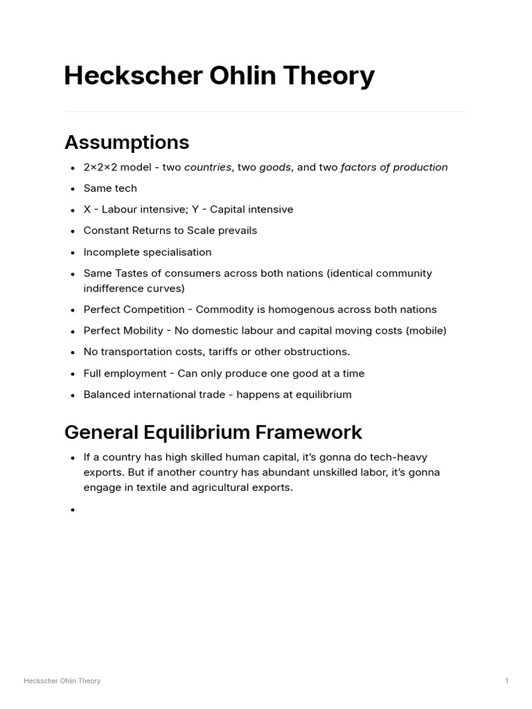 Heckscher Ohlin Theory Explained | PDF
