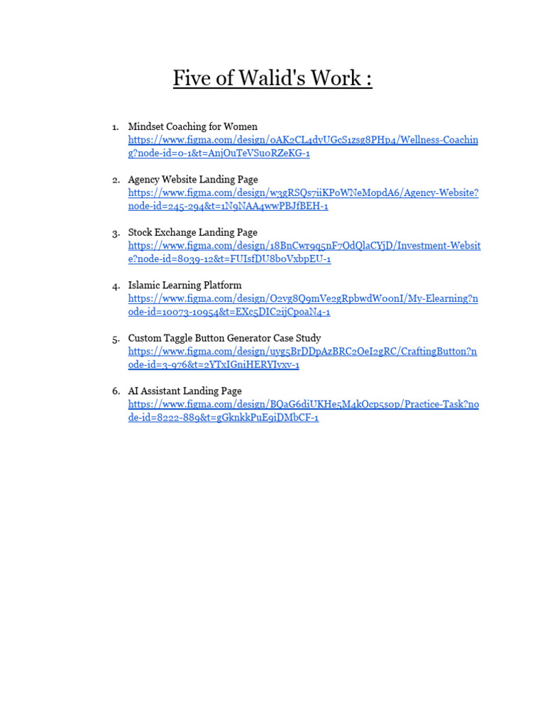 Walid's Design Portfolio Showcase | PDF