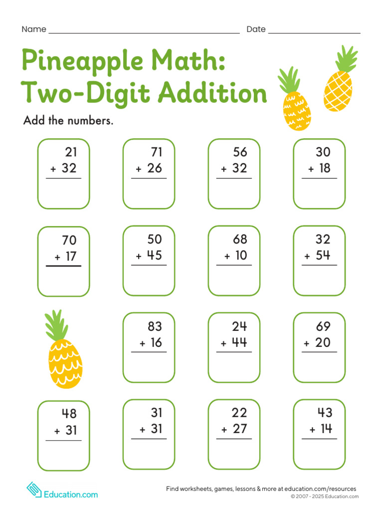 Addition Pineapple Math Second | PDF