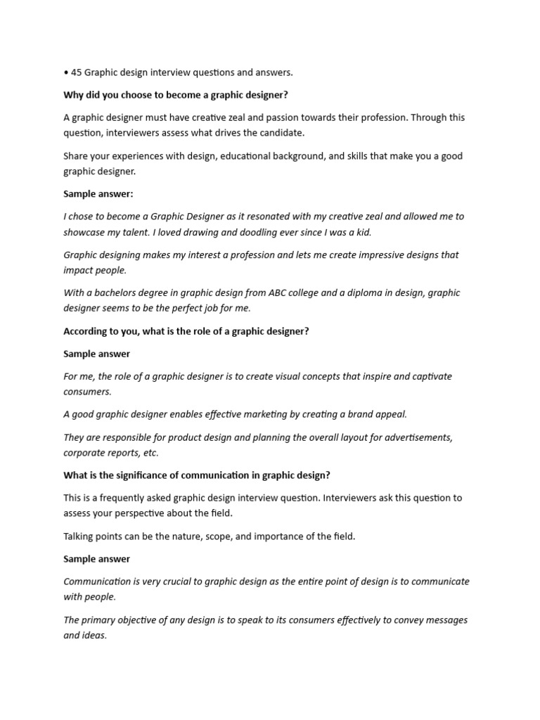 Graphic Design Interview Q&A Guide | PDF | Graphic Design | Shape