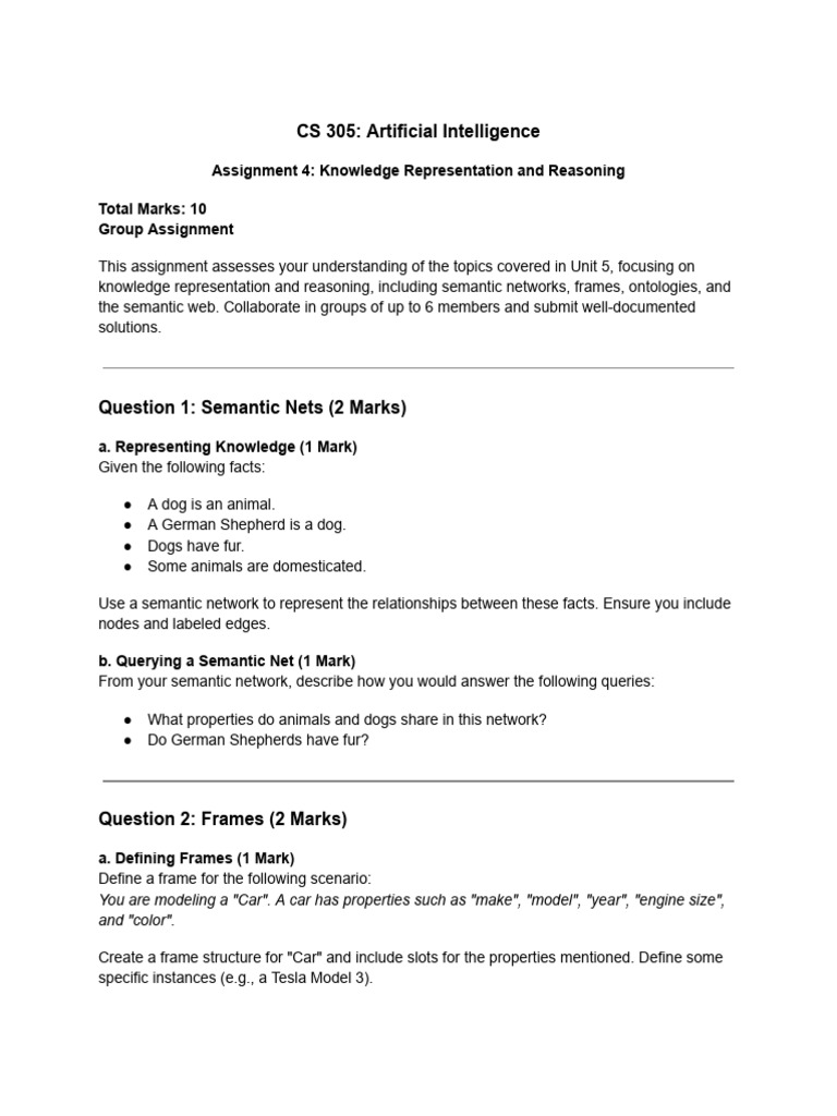 Assignment 4 CS 305 - Artificial Intelligence | PDF | Ontology ...