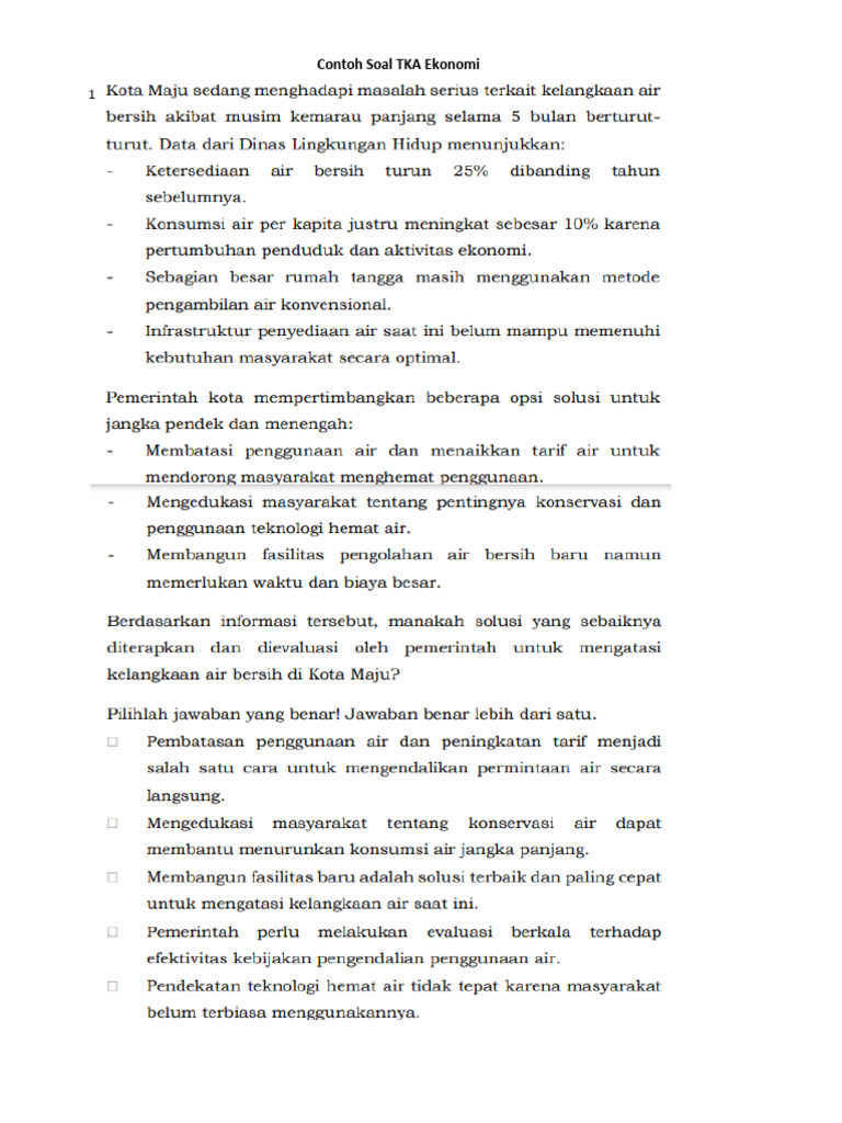 Contoh Soal TKA Ekonomi | PDF