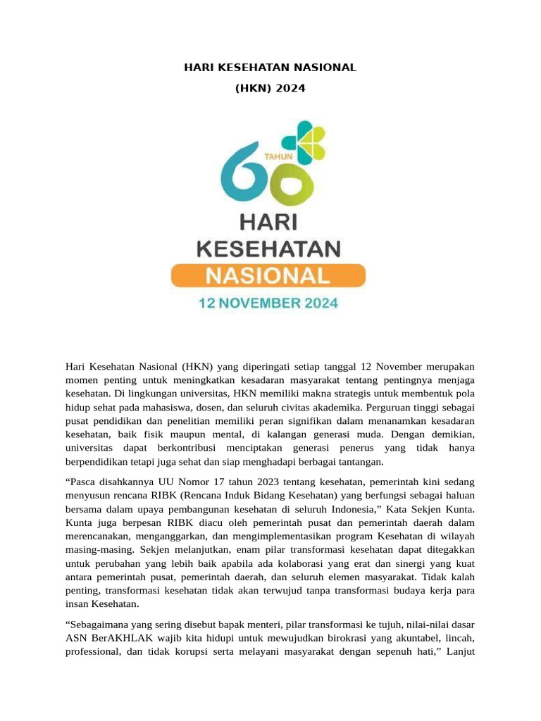 HKN 2024: Mendorong Kesehatan Mahasiswa | PDF