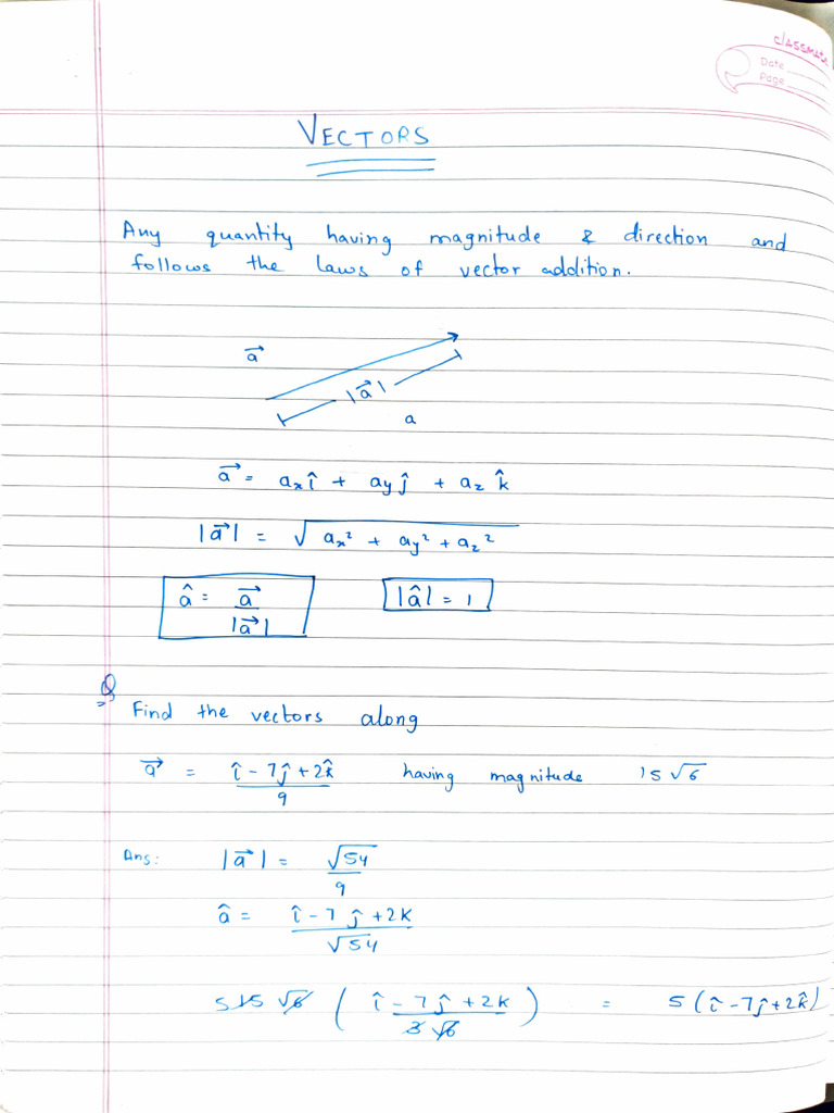 Vectors Notes | PDF