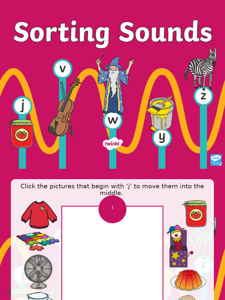 J, V, W, Y, Z Initial Sounds PowerPoint Game | PDF