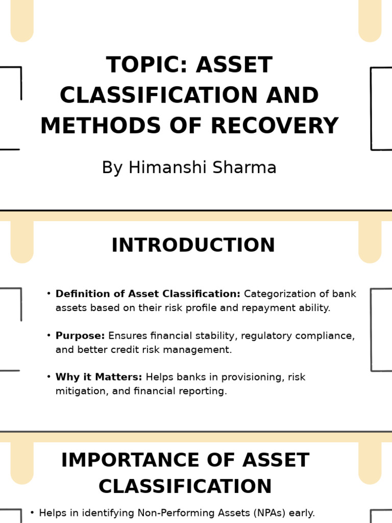 Asset Classification & Recovery Methods | PDF | Banks | Loans