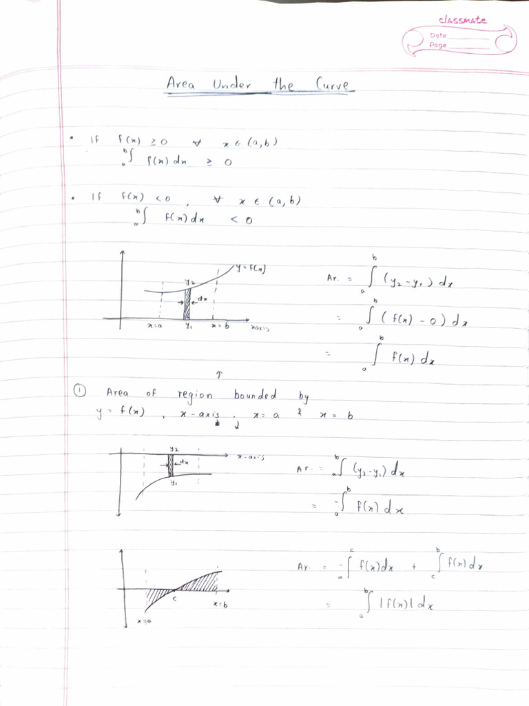 Area Under The Curve Notes | PDF