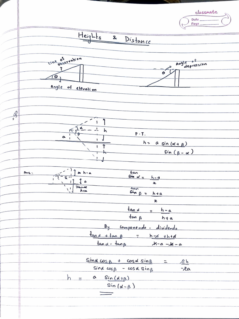Angle Elevation and Distance Calculations | PDF