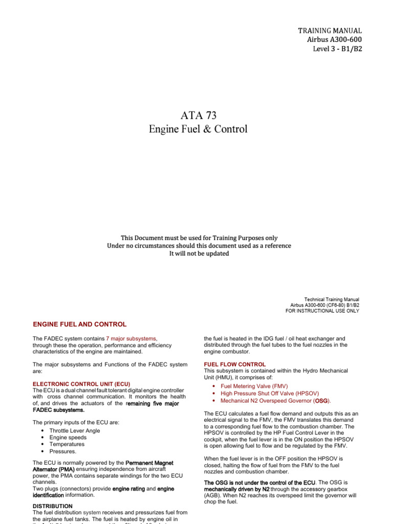 A300-600 Engine Fuel Control Manual | PDF | Pump | Valve