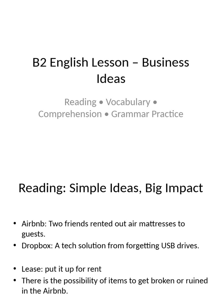 English Lesson B2 Level | PDF