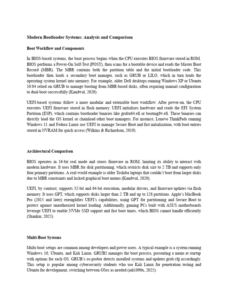 Modern Bootloader Systems - Analysis and Comparison | PDF | Booting | Bios