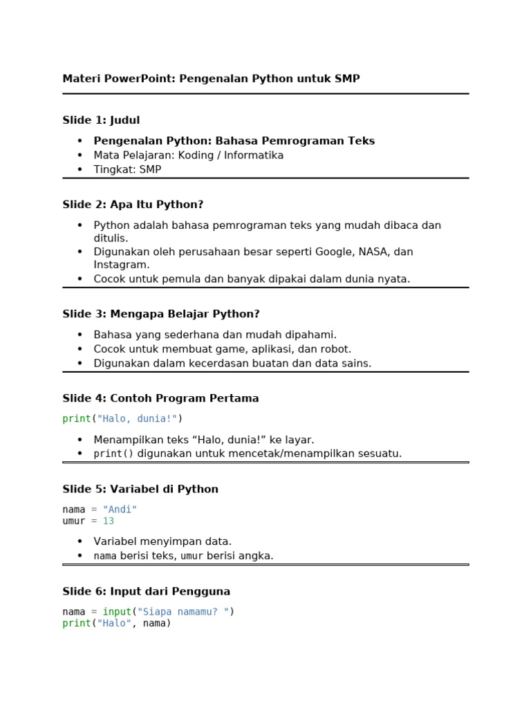Pengenalan Python SMP | PDF