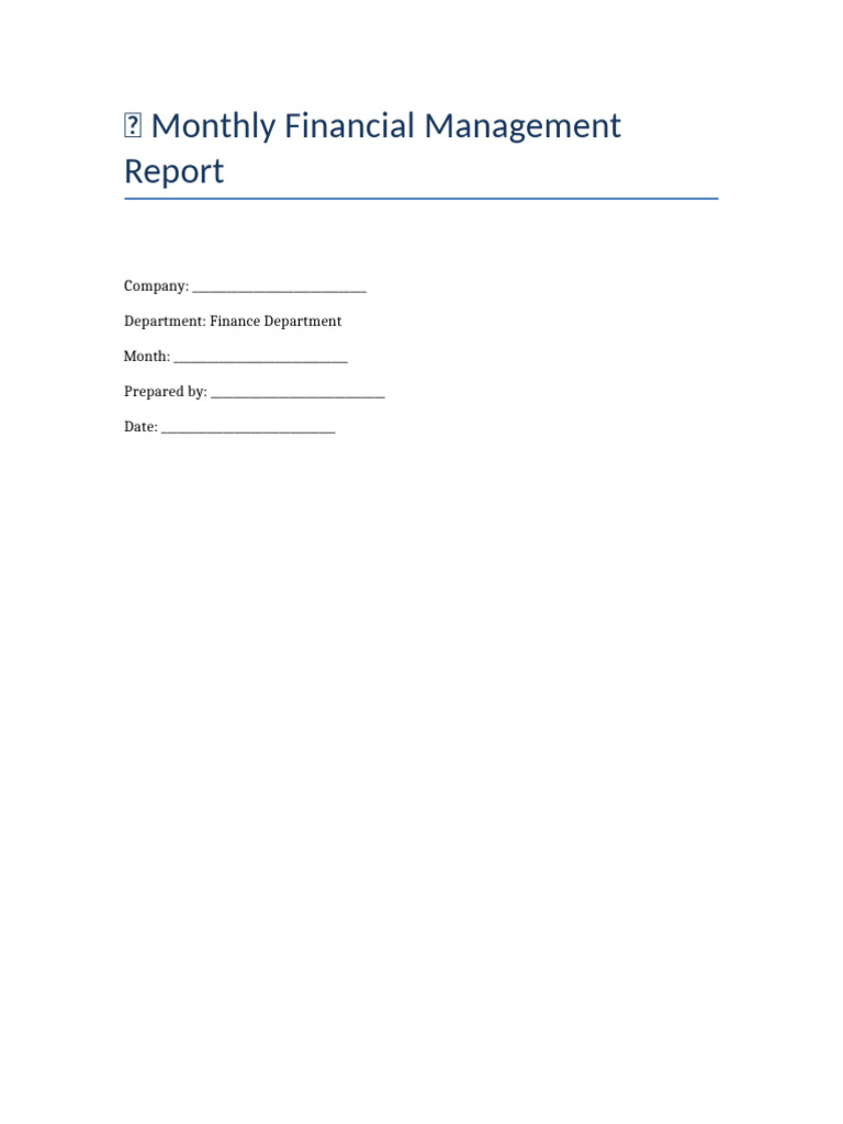 Monthly Financial Management Report | PDF | Budget | Financial Economics