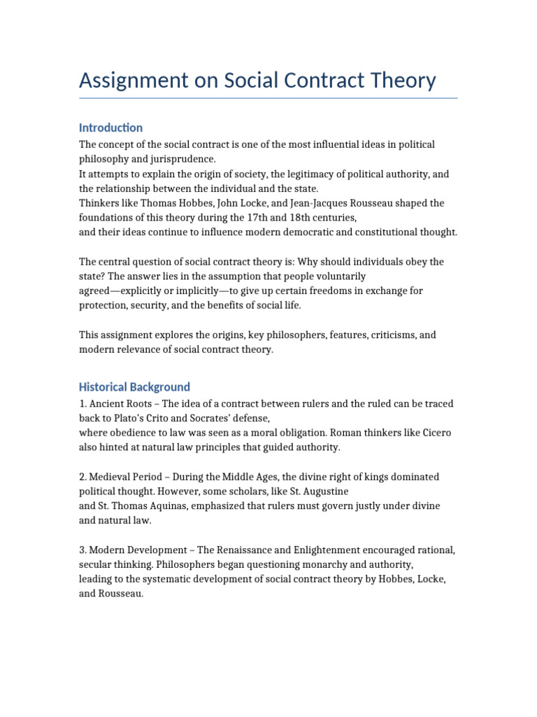 Social Contract Theory Overview | PDF | Social Contract | Natural Law