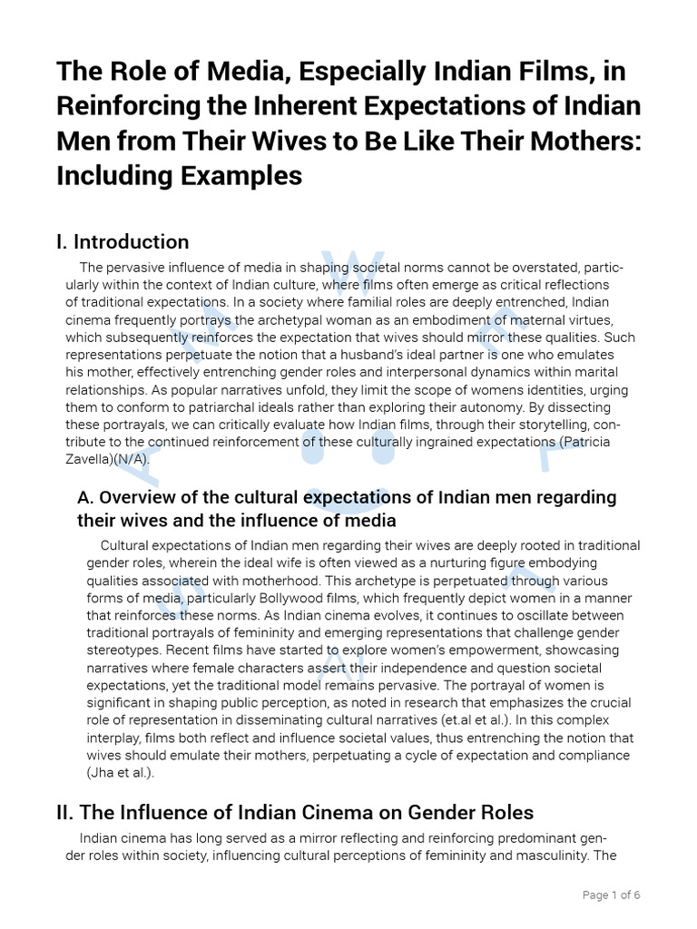 Indian Films and Gender Expectations | PDF | Gender Role | Mother