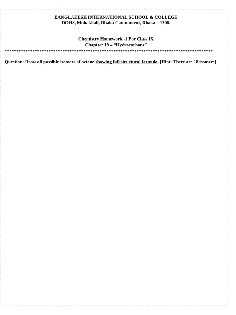 Class 9 Chemistry Chapter 19 Homework 1 | PDF