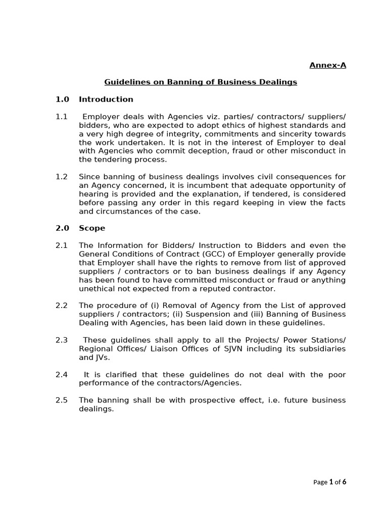 4.2 Guidelines On Banning of Business Dealing | PDF | Justice | Crime ...