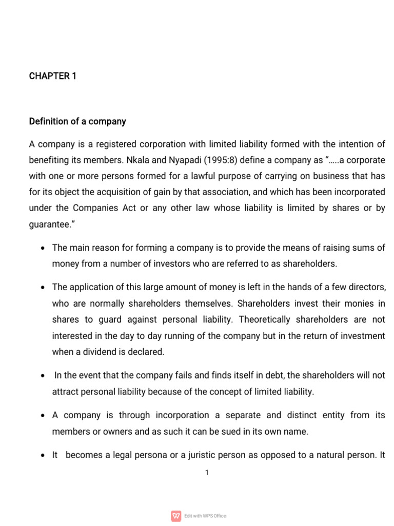 Understanding Company Definition and Legal Personality | PDF ...