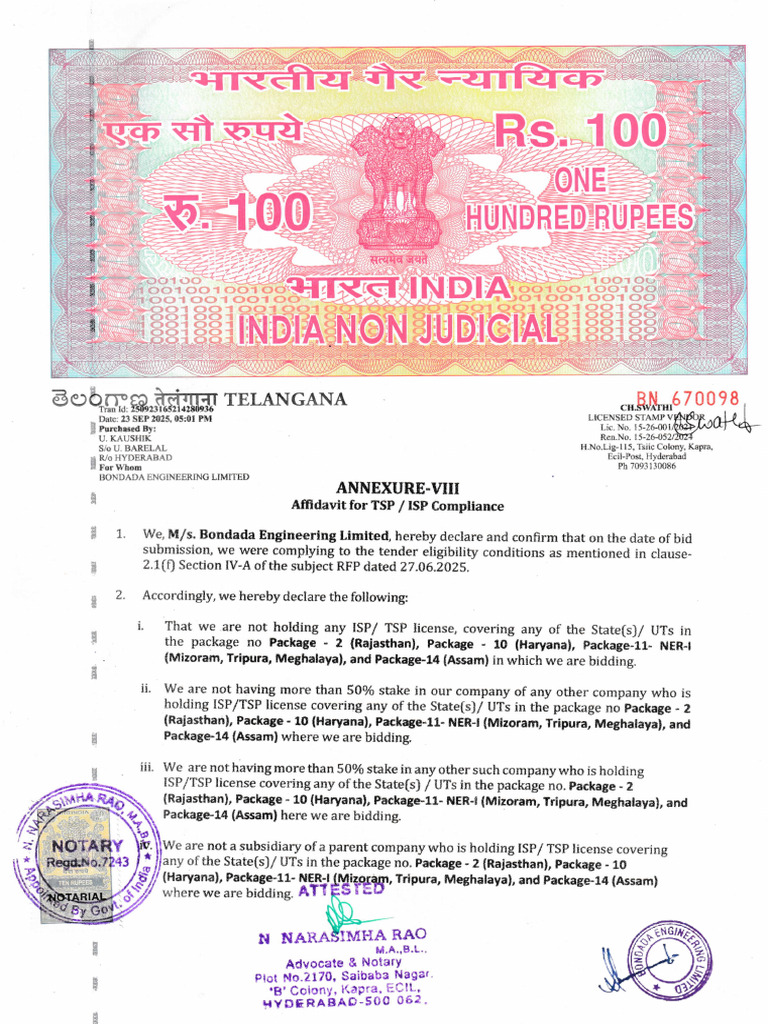 Annexure VIII Affidavit For TSP | PDF